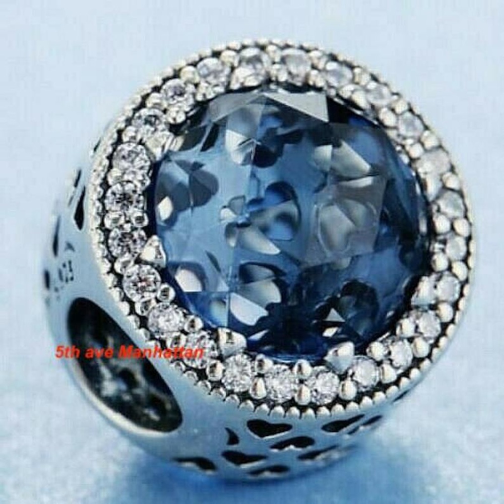 Authentic Pandora Blue Radiant Hearts Charm - Gem